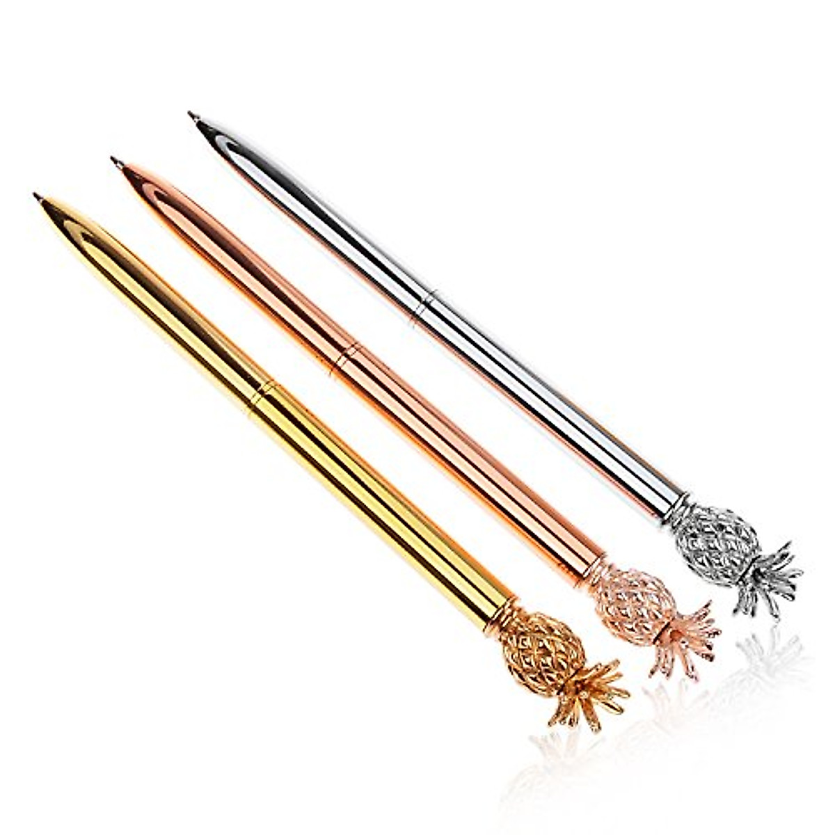 Pineapple Pens Ballpoint Pens + 6Pcs 3.2'' Ballpoint Pen Refills Black Ink (3Pcs Pineapple Pens)