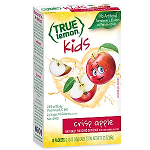 TRUE LEMON KIDS Crisp Apple (10 Packets) - Hydration, No Preservatives, No Artificial Flavors, No Sweeteners - Low Sugar Water Flavoring - Juice Powdered Drink Mix for Kids