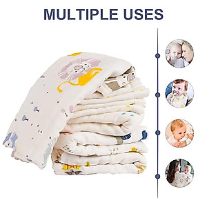 KOROTUS Muslin Burp Cloths Washcloths Face Towels 5-Pack Extra Large 10 X 20 Inch of Baby Burp Cloths 100% Organic Cotton 6 Layers Soft