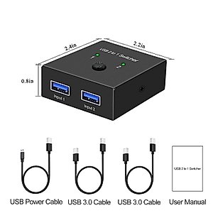 USB 3.0 Switch Selector,Dacimora 2 in 1 Out USB Switcher for 2 Computers Share 1 USB Devices Such as Printer Scanner Mouse Keyboard Card Reader,with One Button Switch and 2 Pack USB 3.0 Cable