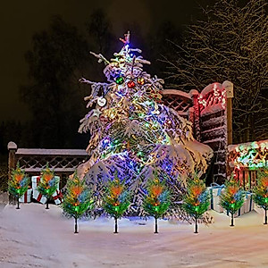 Ahongem Solar Christmas Decorations Light 4pack Solar Christmas Tree Holiday Christmas Decorations Lights Waterproof for Yard Patio Lawn Pathway