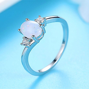 YAZILIND Oval Opal Cubic Zirconia Wedding Engagement Ring Ladies Mom Birthday Party Jewelry(Size 9)