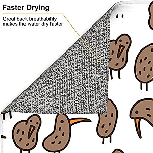 Kiwi Bird Cute Printed Drying Mat For Kitchen Ultra Absorbent Microfiber Dishes Drainer Mats Non-Slip Silicone Quick Dry Pad - 18 X 16inch