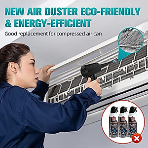PGROUP Compressed Air Duster，Electric Air Duster 3-Gear to 51000 RPM Air Blower with LED Light，6000mAh 68W Rechargeable Cordless Air Duster Replaces Air Cans for Computer Keyboard Car Home Cleaning