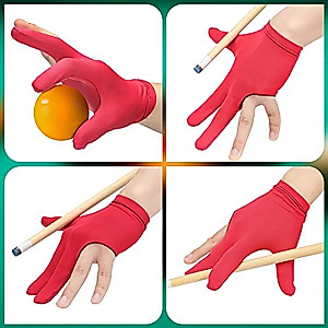 Libima 60 Pcs Billiard Pool Gloves 3 Fingers Billiard Gloves Left and Right Hand Billiard Gloves Universal Cue Sports Gloves for Women Men Billiard Shooters Accessories (Red, Blue, Black)