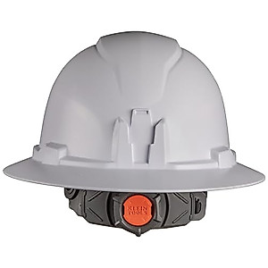 Klein Tools 60400 Hard Hat, Non-Vented Full Brim Style, Padded, Self-Wicking Odor-Resistant Sweatband, Tested up to 20kV, White