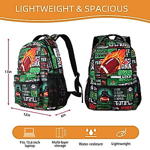 Football Backpack for Boys Girls, Elementary Middle High School Bookbags for Teen Kids, Travel Laptop Backpack for College Students Women Men Durable Lightweight School Bags, 17 Inch Large Back Packs