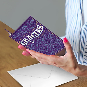 Designer Greetings Pensamientos Especiales, Spanish Thank You Cards, “GRACIAS” Purple Pattern (6 Cards and Envelopes) – Perfect for Any Occasion