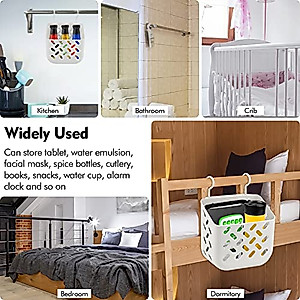 Lunmore Plastic Hanging Shower Caddy Basket, Bathroom Organizing Basket with Hook, Bedside Organizer for Bathroom, Kitchen, Dorm Room (2 Pcs, White-Gray)