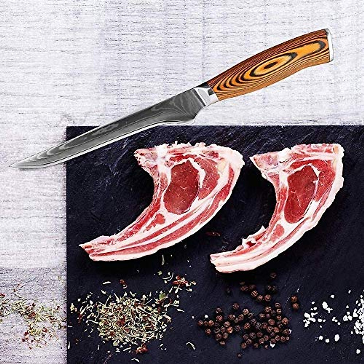 Jasni 6 Inch Boning Knife- Super Sharp VG-10 Damascus Steel Boning Knife, 76 Layers High Carbon Steel & Comfortable Wooden Handle