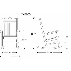 Trex Outdoor Furniture by Polywood TXR100CW Yacht Club Rocking Chair Rocker, Classic White