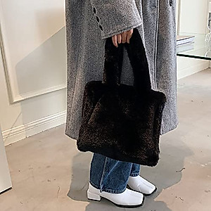 Large Fluffy Tote Bag for Women Plush Handbag Tote Purse Furry Hobo Bag Soft Plush Bag for Autumn Winter