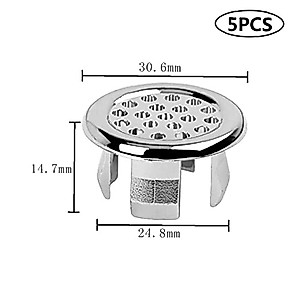 Ruluti 5 Pcs Sink Overflow Ring Basin Trim Bath Sink Hole Round Overflow Drain Cap Cover Hole Spares for Kitchen Bathroom