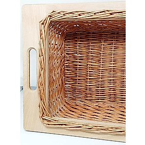 Pull-Out Wicker Basket with Frame Handles for Framed or Frameless 15" or 18" Cabinets w/Beech Frame and Runners (1, Width (11 5/16") for 15" Cabinets) Made in Poland
