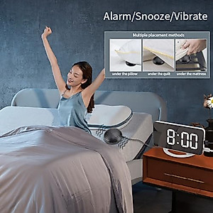 Digital Alarm Clock, 6. 2 Inch LED Mirror Electronic Clocks, Dual USB Charging Port, Snooze Mode Loud Alarm Clock for Heavy Sleepers, Modern Desk Wall Clocks for Bedrooms Living Room Office- White