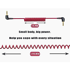 3.5mm TRS Male Microphone Cable, 1/8" Male to Male Coiled Right Angle Mic Cord Connect Camera/Recorder with Microphone Replacement for Rode SC2 Compatible with Canon Nikon DSLR SLR Camera etc