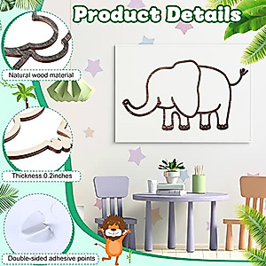 6 Pcs Jungle Animal Woodland Decor Wooden Woodland Animal Safari Nursery Wall Art Animal Theme Wall Decor for Baby Shower Gifts Bedroom Playroom Toddler Classroom Decorations (Jungle)