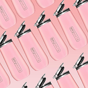 BrüMate 12oz Insulated Champagne Flute With Flip-Top Lid - Made With Vacuum Insulated Stainless Steel (Glitter Merlot)