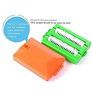 Froiny Double Brush Head Handheld Carpet Table Brush Plastic Sweeper Crumb Dirt Cleaner Roller Tool(Random Color)