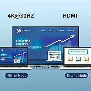 GT MEDIA USB-C Hub Adapter with 100W PD Charging Port, 4K HDMI, Type-C 6-Ports Data Transfer hub with SD/TF Card Reader Black