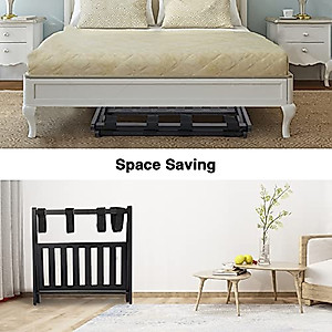 ALAPUR Luggage Rack with Shoe Shelf, Folding Luggage Rack for Guest Room, Suitcase Stand for Hotel Bedroom, Black