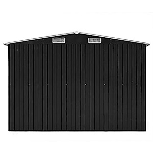 GOLINPEILO Metal Outdoor Garden Storage Shed, 101.2"x117.3"x70.1" Steel Utility Tool Shed Storage House, Galvanized Steel Yard Shed with Double Sliding Doors, Utility and Tool Storage, Anthracite