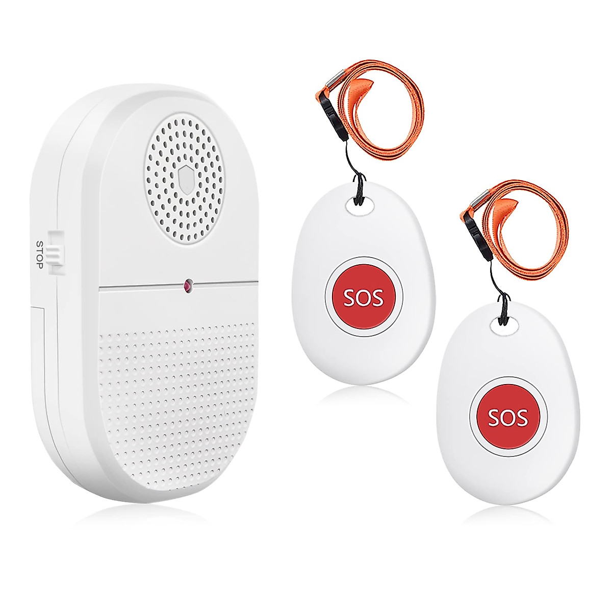 Wireless Caregiver Pager System Call Button Personal Alert Pager Nurse Alert System for Elderly/Senior at Home with 800+Feet Operating Range 1 Portable Receiver 2 Emergency Transmitter