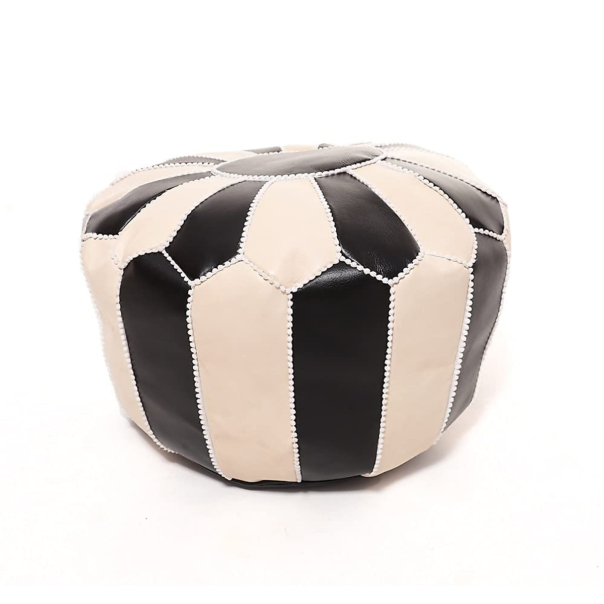 LEATHEROOZE Moderner Leather Pouf Unstuffed Ottoman Moroccan Footstool, Floor Footrest Cushion, Storage Solution - Double Color pouffe(14 * 18 * 18 inch)