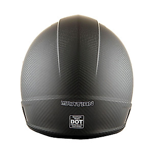 Martian Genuine Real Carbon Fiber Motorcycle Full Face Helmet HB-B2 Open Face Matt Carbon Black, DOT Approved