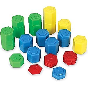Learning Resources Hexagram Weights - Set of 54 Pieces, Ages 8+ Math Teacher Supplies, Math Learning Tools, Math Games for Kids