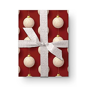 Cute Volleyball Gift Wrap Thick Wrapping Paper V-ball Christmas Ornament Holiday Party Decoration (6 foot x 30 inch roll)