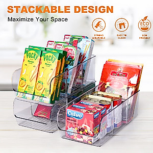 GESTONE 4 Pack Pantry Snack Organizer, Pantry Organization and Storage, Pantry Organizer Bins for Snacks, Pouches, Packets, Stackable Snack Organizers for Fridge, Kitchen, Cabinets, Table, Bedroom