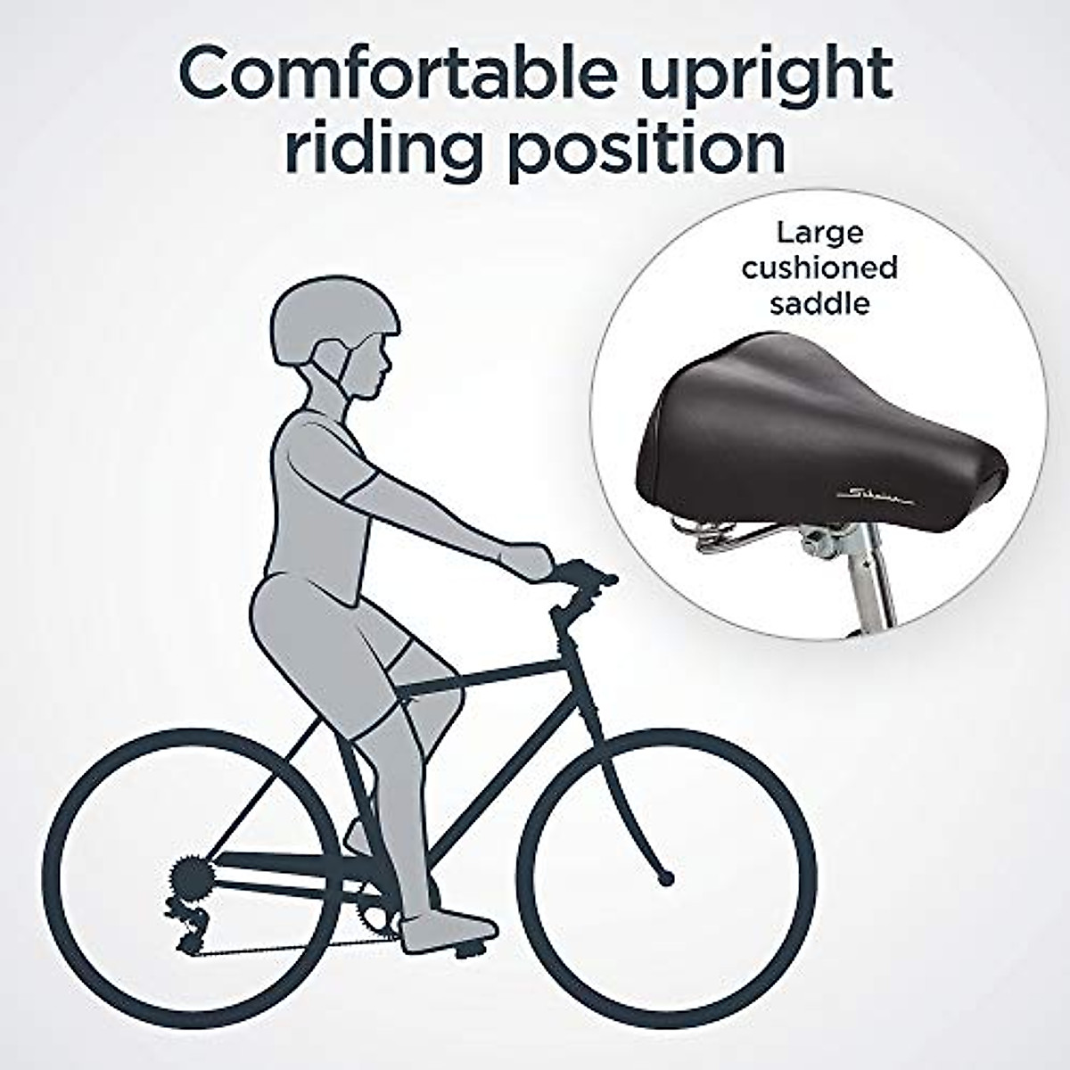 Schwinn Wayfarer Adult Hybrid Bike, Mens and Womens, 18-Inch/Medium Steel Step-Over Frame, 7-Speed Drivetrain, Rear Rack, 700C Wheels, Black