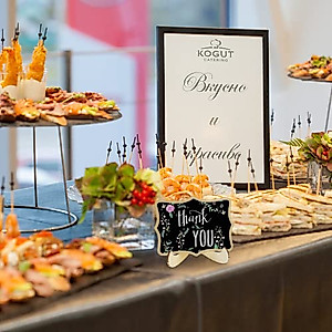 JEFURE 24 Pack Small Chalkboard Labels with Easel Stand, Mini Chalkboard Signs, Wooden Blackboard for Table Numbers, Food Signs, Wedding Signs, Place Cards and Event Decoration, with 1 Liquid Chalk