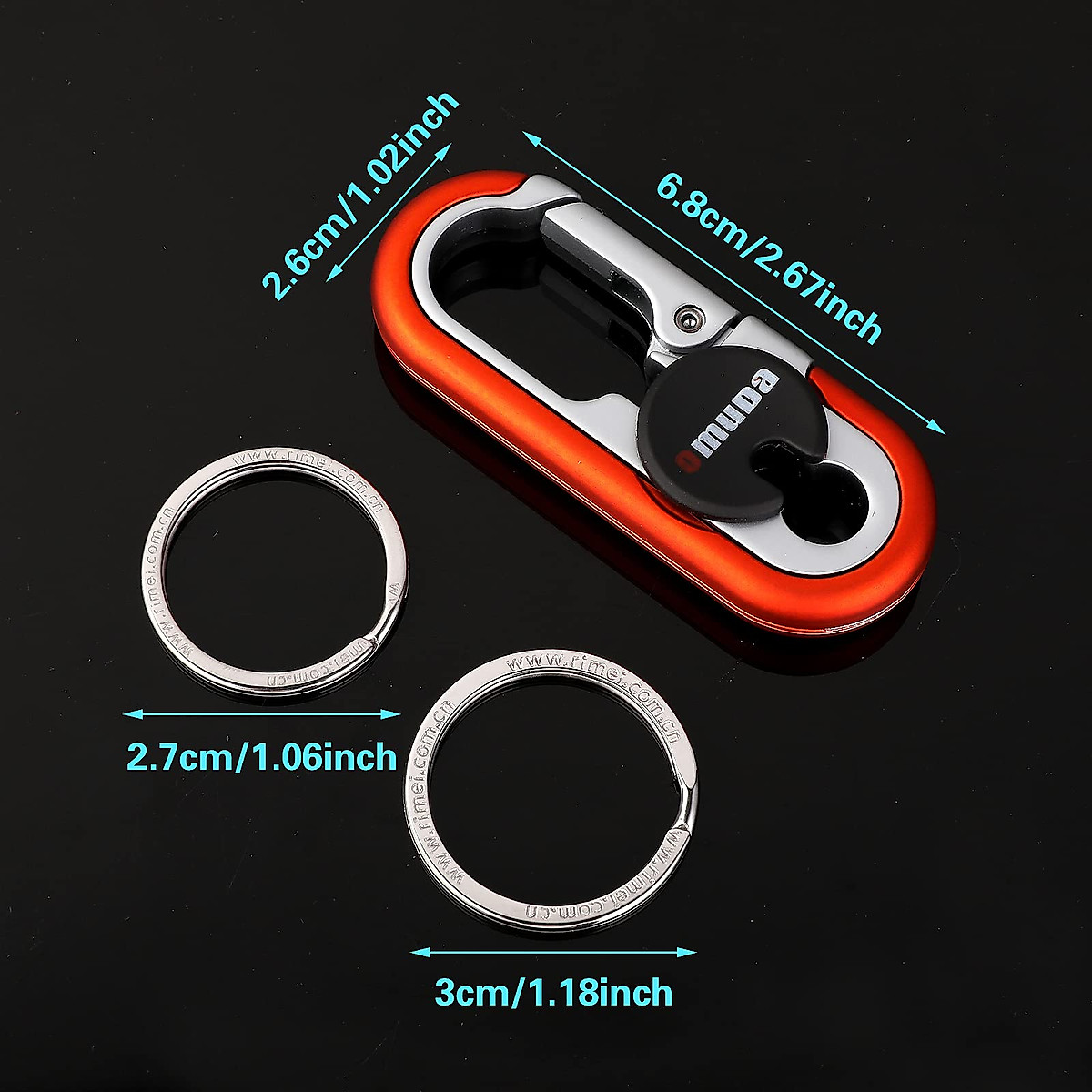 TIESOME Car Key Chain, Metal Car Keychain Personalized Waistband Car Keychain for Unisex Double Ring Design (orange)