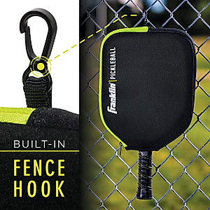 Franklin Sports Pickleball Paddle Cover - Black + Yellow Case for Pickleball Paddles - Protective Racket Cover with Hook - Fits Standard Pickleball Paddles