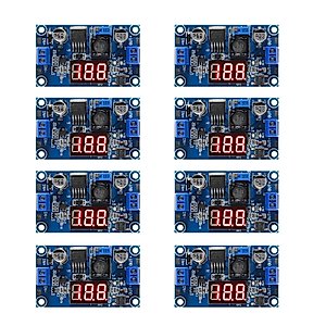 AEDIKO 8pcs LM2596 Buck Converter DC-DC LM2596S Voltmeter Buck Converter Step-Down Regulator 4.0-40V to 1.25-37V DC 36V to 24V to 12V to 5V Power Supply Module with LED Display