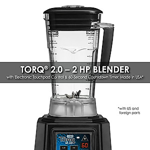 Waring Commercial TBB160P6 TORQ 2 Horsepower Blender, Electronic Keypad with 60-Second Countdown Timer and a 64 oz. BPA Free Copolyester Container, 120V, 5-15 Phase Plug