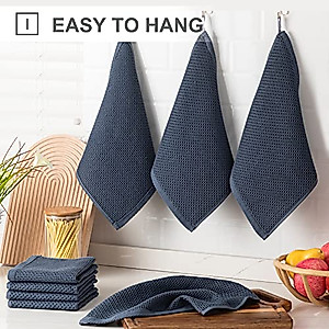 joybest Cotton Kitchen Dish Cloths, 8-Pack Waffle Weave Ultra Soft Absorbent Dish Towels Washcloths Quick Drying Dish Rags, 12x12 Inches, Dark Gray