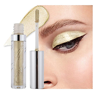 Hotiary Glitter Liquid Eyeshadow, Metallic Glitter Shimmer Sparkling Eye Shadow, Long Lasting Waterproof High Pigments Sparkle Eye Makeup Kit, Metals Gloss Eyeliner Pen(Gold Cream)