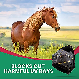 Mackey Bee Mine Fly Mask for Horses | With Fleece Binding, Added Protection from Biting Insects | Comfortable, Breathable and Easy to Use | Medium