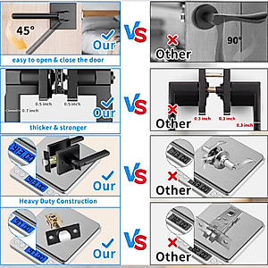 Alpacasso 7PCS Interior Door Lever Handle Lock Set from Inside Privacy Passage Bedroom Locker Door Heavy Duty Hardware Gate Hinges Spring Baseboard Stopper Knob Deadbolt Keyless for Kids Child Safety