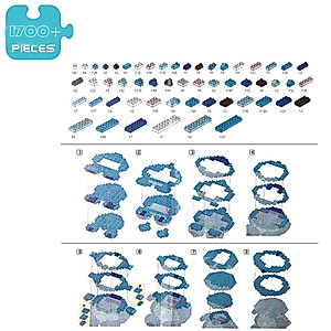 STpro Building Bricks 1700+ Pieces Set - Classic Cartoon Characters Building Blocks - Mini Building Block for Boys Girls & Adults (Blue)