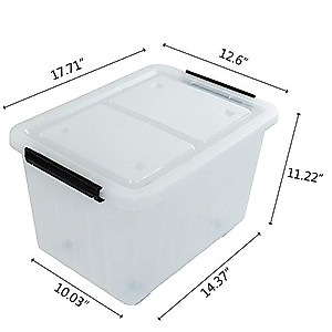 Waikhomes Set of 4 Large Plastic Storage Box with Lid, 30 L Latching Storage Box Bin, Clear