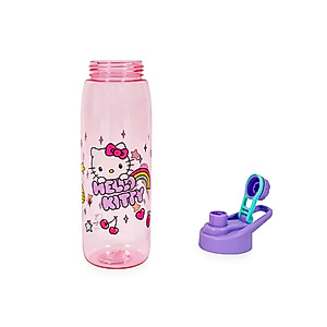 Hello Kitty Rainbow Treat And Stars Water Bottle W/Lid, Plastic