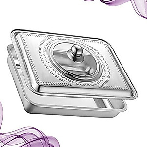 Cabilock Glass Dishes Griddle Cover Stainless Steel Pan Cover Lid for Chafing Dishes and Steam Table Pans Pan Lids for Food Warmer Buffet Serving Chafing Dishes with Window S Griddle Cover Metal Tray