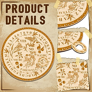 Wooden Spirit Board Pendulum Board Herbal Round Spirit Board Floral Talking Board Game Plants Flowers Witchcraft Decor Wood Divination Tools for Altar, Spirit Hunt, Occult Practice