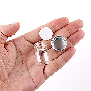 MaxMau Mini Glass Bottles with Screw Caps 5ml 24 Sets Aluminum Top Metal Lids 5 Milliliter Tiny Vials Small Jars DIY Storage Art Craft Decor