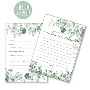 Your Main Event Prints Eucalyptus Advice and Wishes Cards for Bridal Showers, Weddings, and the Bride and Groom - Pack of 50 5"x7" Cards