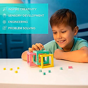 PIXIO Retrofuturism - 60 Magnetic Blocks - Small Magnet Blocks - Magnets for Kids & Adults - Magnet Toys- Magnet Tiles Alternative for Kids 8-12 Years